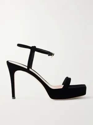 GIANVITO ROSSI 70 Velvet Sandals - Black