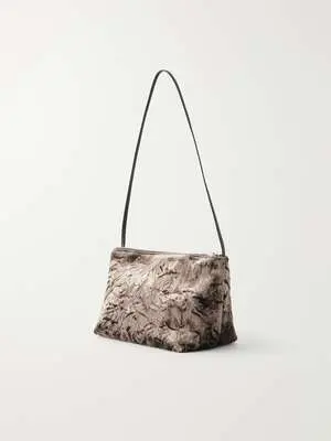 VALESQUE Corset Leather-trimmed Crushed Velvet Shoulder Bag