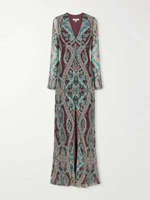 Veronica Beard Daciana Printed Silk-georgette Maxi Dress - Multi