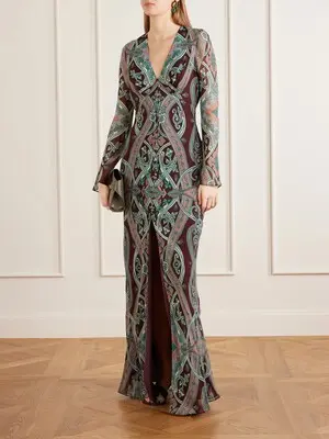 Veronica Beard Daciana Printed Silk-georgette Maxi Dress
