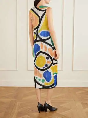 Issey Miyake Roll Printed Plissé Midi Dress