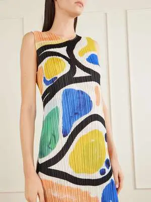 Issey Miyake Roll Printed Plissé Midi Dress