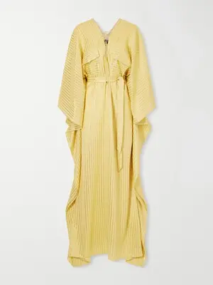 TALLER MARMO Mojave Belted Lurex Fil Coupé Silk-blend Gown