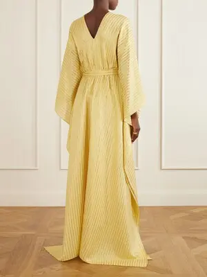 TALLER MARMO Mojave Belted Lurex Fil Coupé Silk-blend Gown