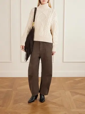NILI LOTAN Shon Cotton-blend Twill Tapered Pants - Brown