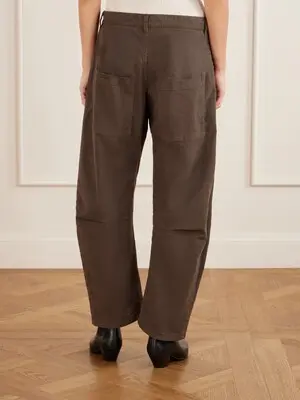NILI LOTAN Shon Cotton-blend Twill Tapered Pants - Brown