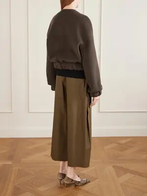 Khaite Cropped Wool Bomber Jacket - Green