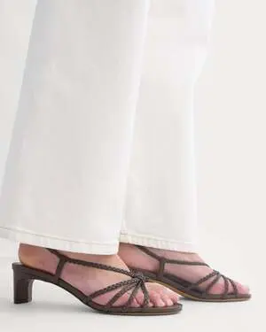 Everlane Braided Kitten Heel Sandals - Caffe Leather