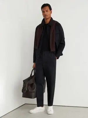REISS Lightweight Tapered Trousers - Navy