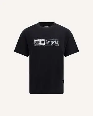 Palm Angels Stap Logo T-shirt Ale - Black