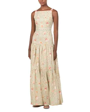 Agua Bendita Printed Linen Maxi Dress - Multicolor
