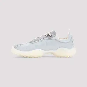 Miu Miu Technical Fabric And Suede Lace-up Sneakers - Gray