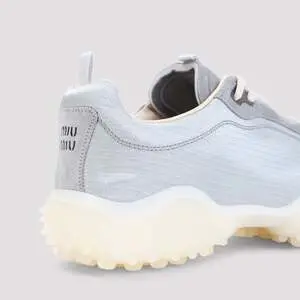 Miu Miu Technical Fabric And Suede Lace-up Sneakers - Gray