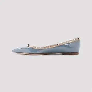 Valentino Garavani Pointed Toe Patent Ballerinas With Rockstud Embellishments