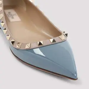 Valentino Garavani Pointed Toe Patent Ballerinas With Rockstud Embellishments