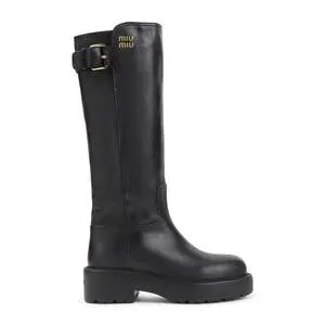 Miu Miu Leather Boots - Black