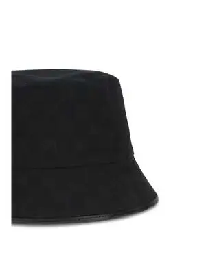 Gucci Gg Cotton Canvas Bucket Hat With Leather Trim