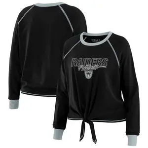 WEAR BY ERIN ANDREWS Las Vegas Raiders Tie-front Long Sleeve T-shirt - Black