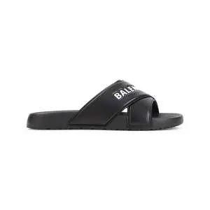 Balenciaga Sporty Crossover Pool Slides - Black