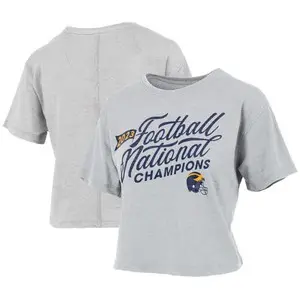 PRESSBOX Michigan Wolverines College Football Playoff 2023 National Champions Vintage Waist-length T-shirt - Gray