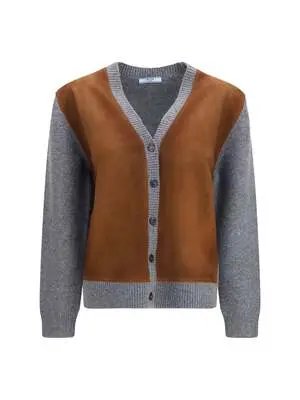 Prada Suede And Wool Cardigan - Multicolor