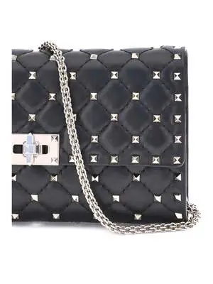 Valentino Garavani Rockstud Spike Nappa Shoulder Bag - Black