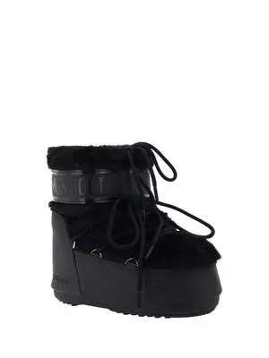 Moon Boot Icon Low Faux Fur Lace-up Platform Boots - Black