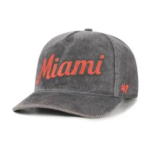 '47 Miami Hurricanes Reclaim Snow Wash Corduroy Hitch Adjustable Hat - Gray