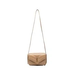 Saint Laurent Chevron Quilted Leather Satchel - Cream