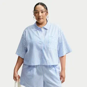 Nike Chill Poplin Oversized Striped Top - Blue