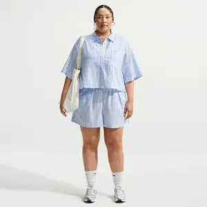 Nike Chill Poplin Oversized Striped Button-up Top