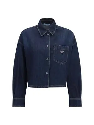 Prada Denim Shirt With Logo - Blue