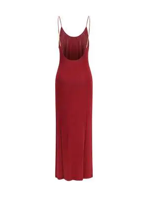 Saint Laurent Backless Knit Dress With Cassandre Chain