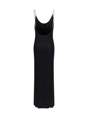 Saint Laurent Backless Knit Dress With Cassandre Chain - Black