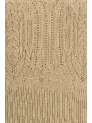 ERMANO SCERVINO Ermanno Scervino Long Sleeve Cable Knit And Openwork Cashmere Sweater