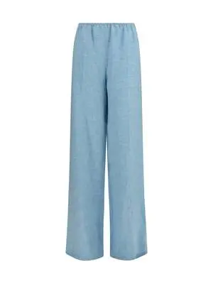 Loro Piana Sven Linen Palazzo Pants - Blue