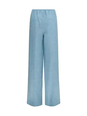 Loro Piana Sven Linen Palazzo Pants - Blue