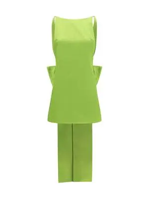 SELF-PORTRAIT Satin Bow Mini Dress - Green