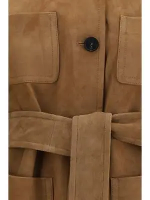 Max Mara Suede Leather Jacket With Belt