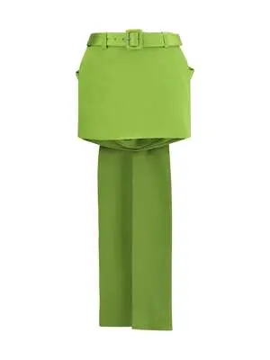 SELF-PORTRAIT Satin Bow Mini Skirt - Green