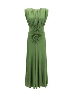 SELF-PORTRAIT Jersey Gathered Maxi Dress - Green