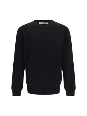 GOLDEN GOOSE Ribbed Knit Crewneck Sweater With Back Logo - Black