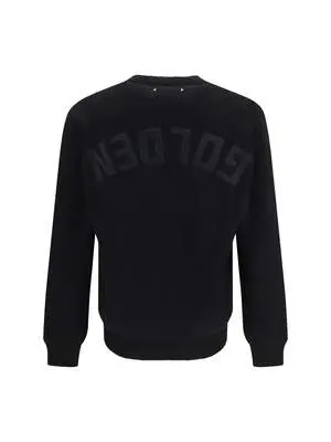 GOLDEN GOOSE Ribbed Knit Crewneck Sweater With Back Logo - Black