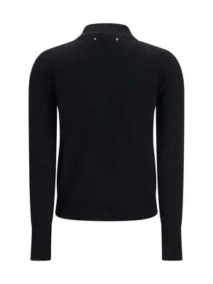 GOLDEN GOOSE Long Sleeve Merino Wool Polo - Black