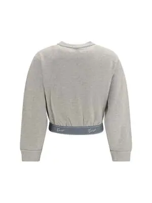 Kenzo Cropped Crewneck Sweatshirt With Embroidered Logo - Gray
