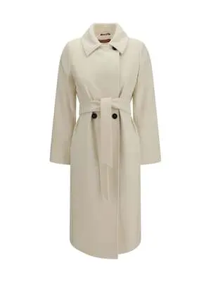 Max Mara Double Breasted Wool Coat - White
