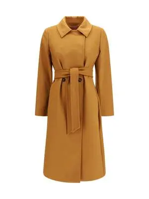 Max Mara Double Breasted Wool Coat - Cream