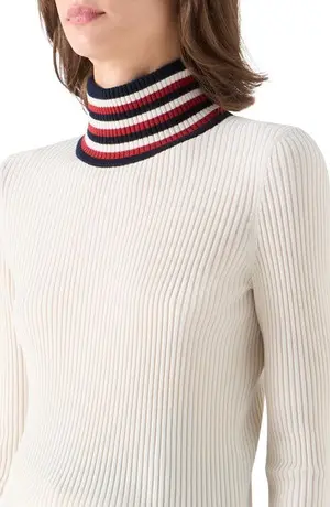 Akris Striped Mock Neck Merino Wool Sweater