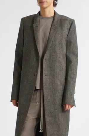 Rick Owens Concordian Wool Blend Coat - Carbone
