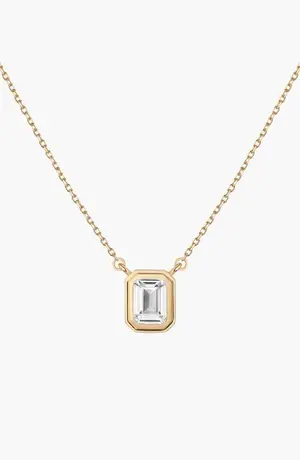 AURATE White Sapphire Double-bezel Necklace - Yellow